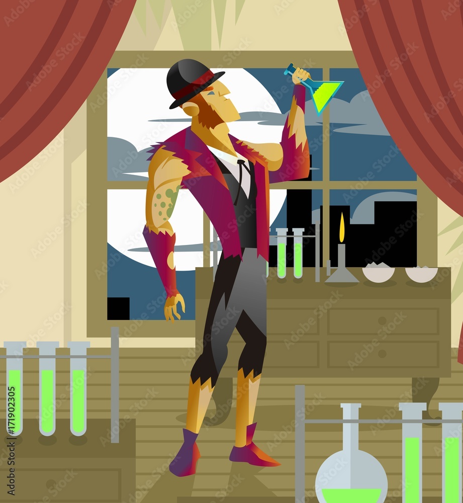 jekyll and hyde transformation on laboratory Stock Vector | Adobe Stock