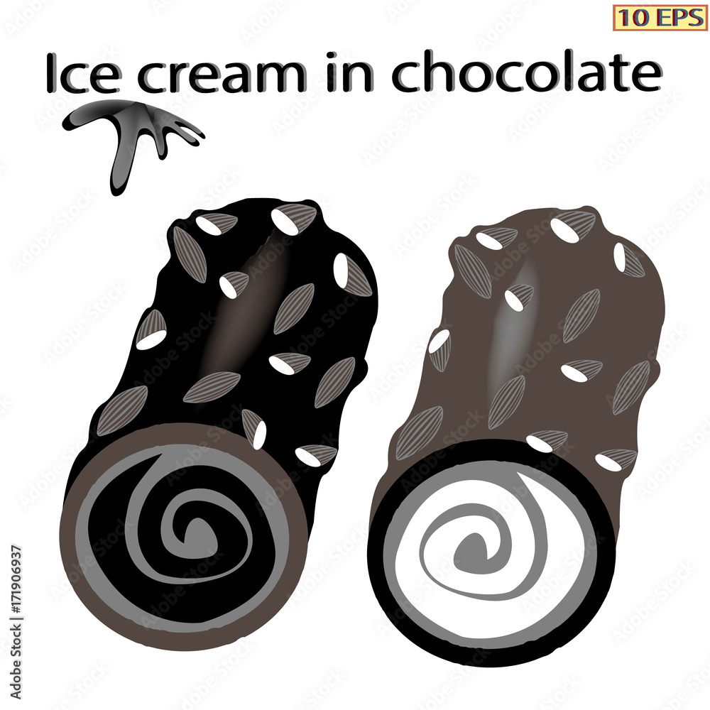 Vector ice cream. Black icon. Sundae. Chocolate ice cream. Sundae ...
