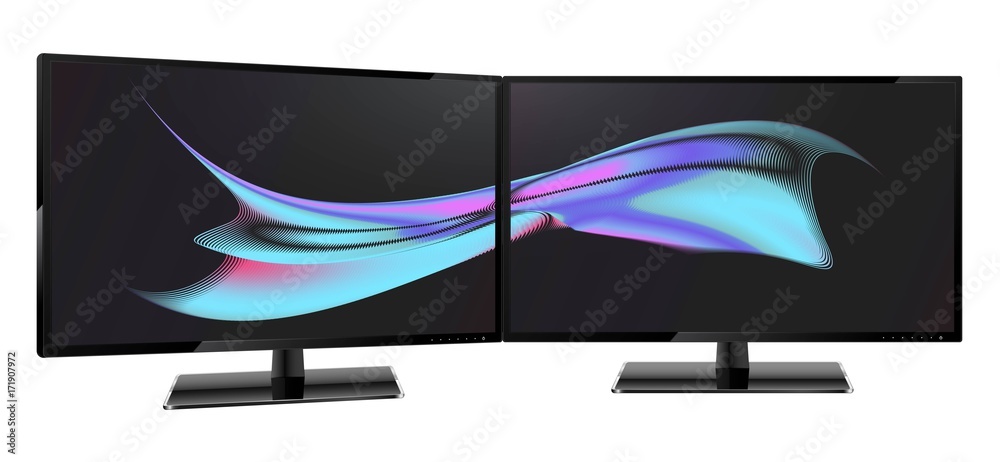 Two desktop monitors full hd aspect ratio 16:9. Multiple Screen ...