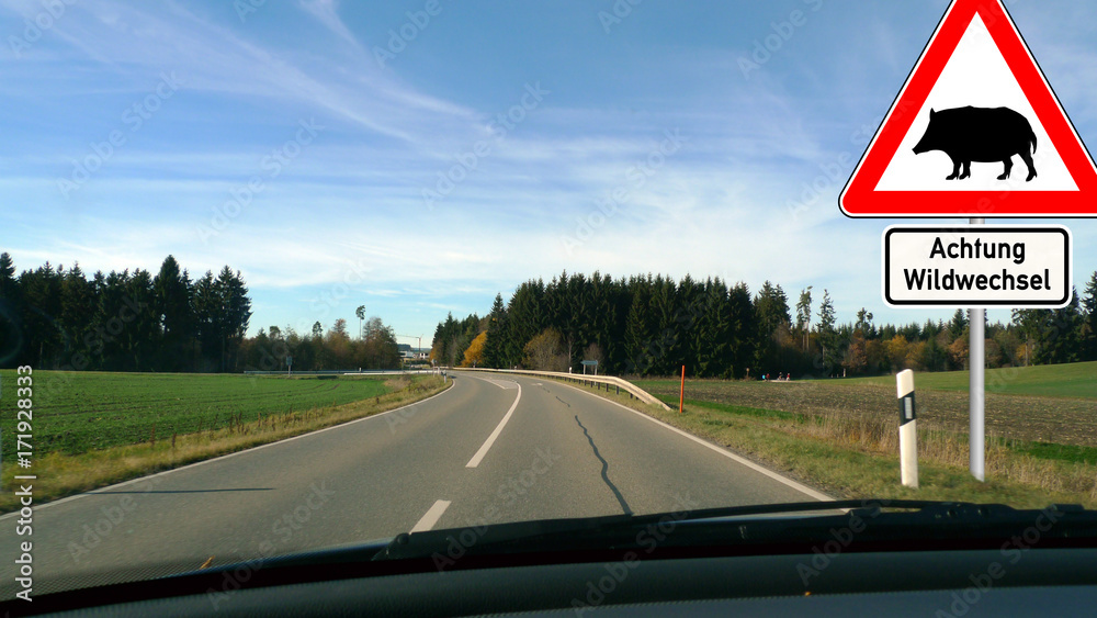 cts4 CarTrafficSign - german: Verkehrsschild - Achtung Wildwechsel ...
