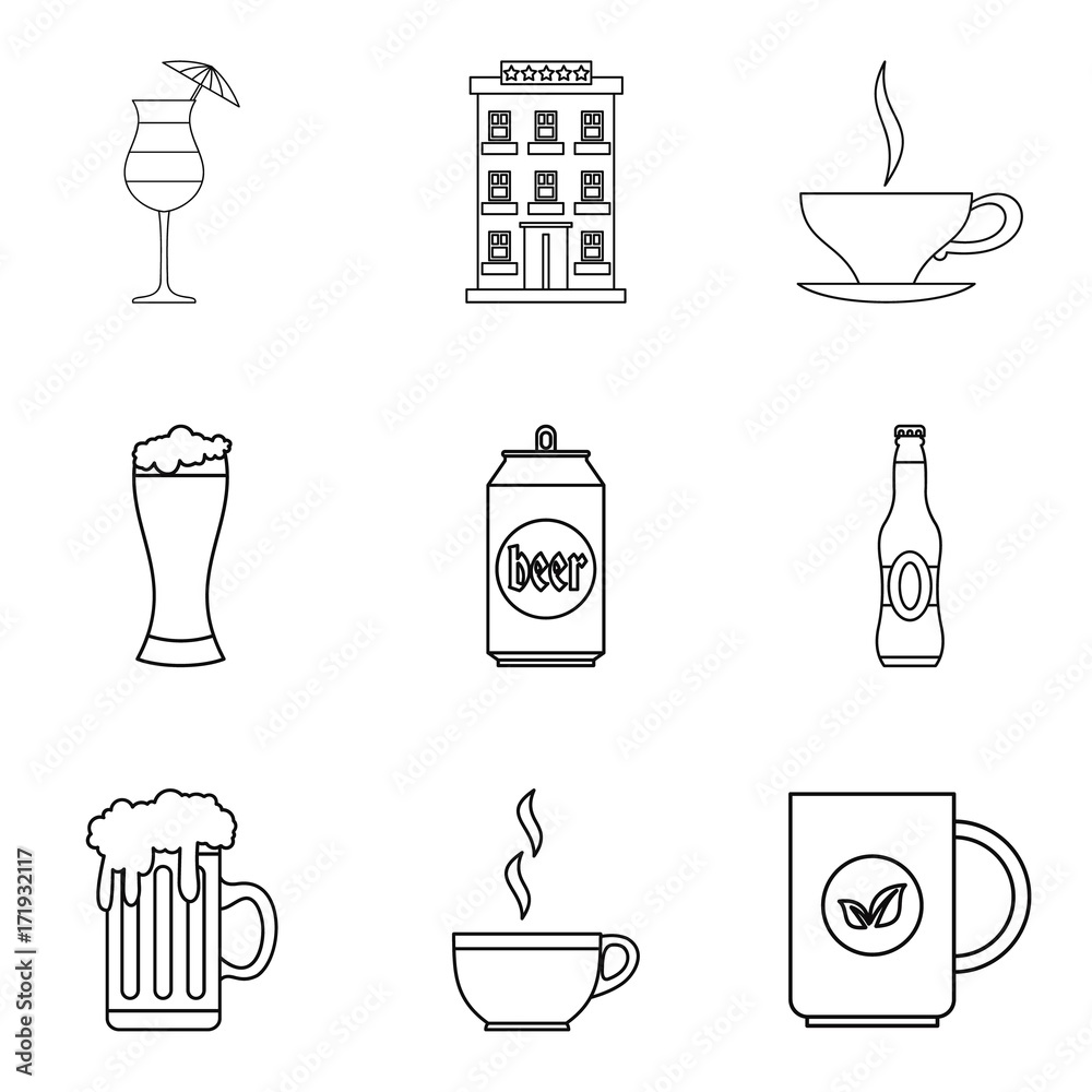 Hangover icons set, outline style Stock Vector | Adobe Stock