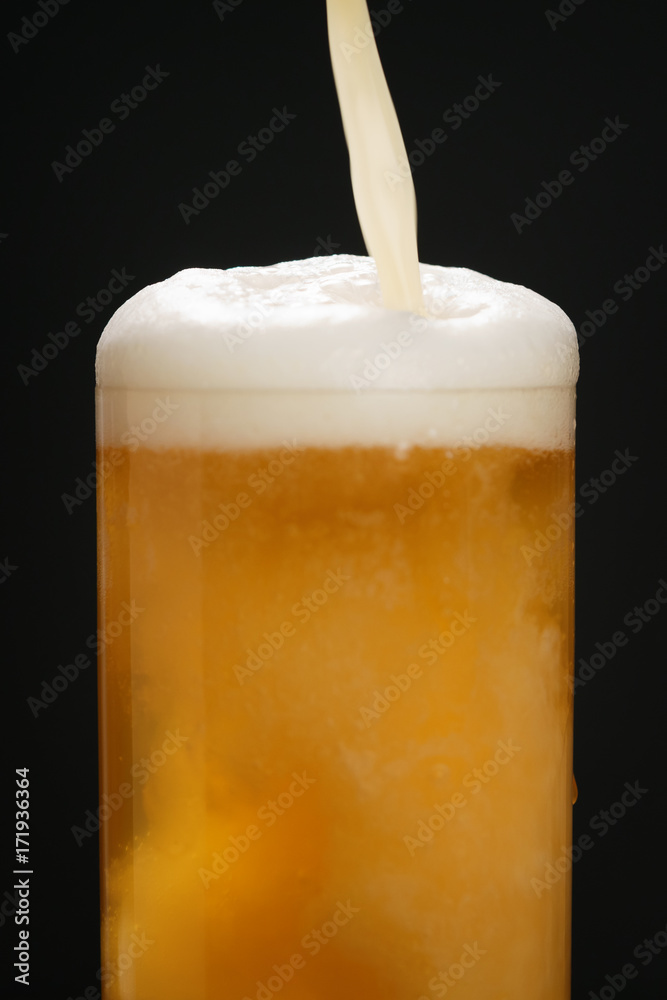wheat unfiltered beer poured into glass over dark background Stock ...