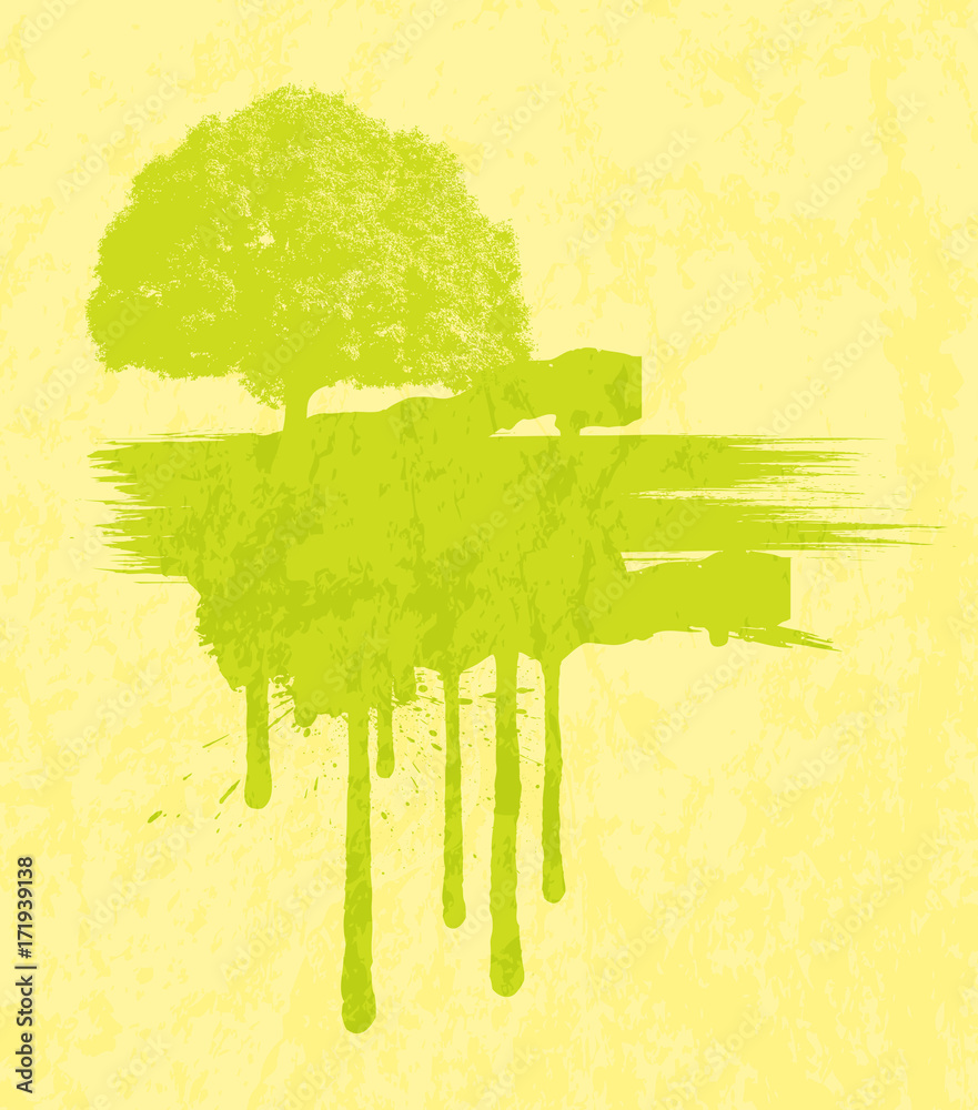 Grunge Urban Tree Painting Banner - vector clip-art illustration Stock ...