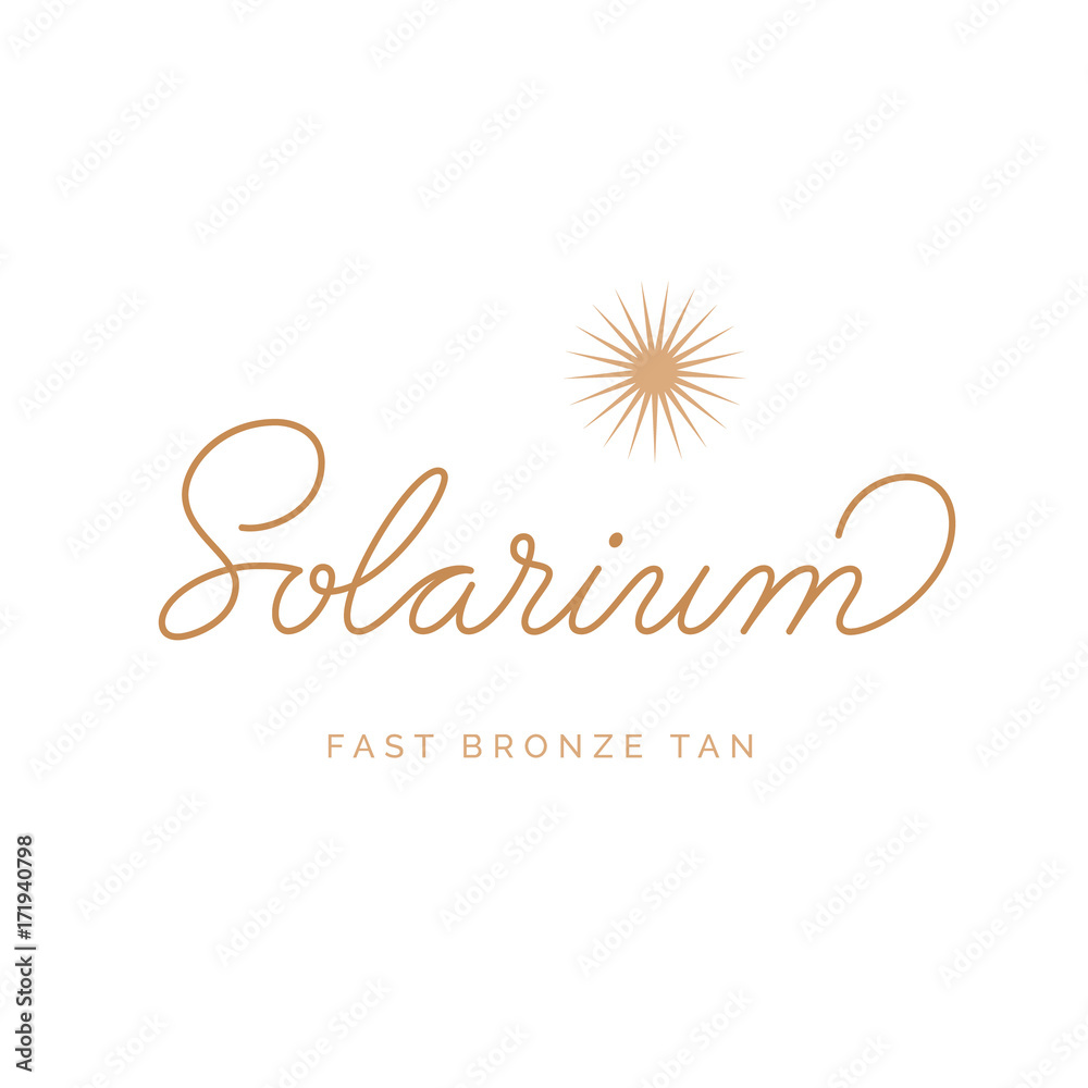 Solarium Tanning Salon Logo. Vector Signboard. Lettering logotype Stock Vector | Adobe Stock
