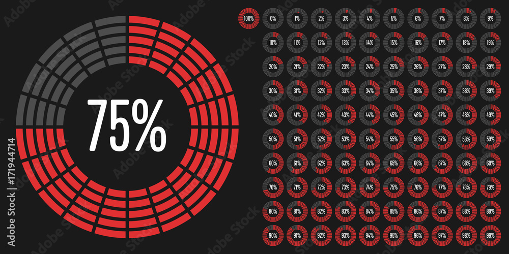 Set of circle percentage diagrams from 0 to 100 ready-to-use for web ...