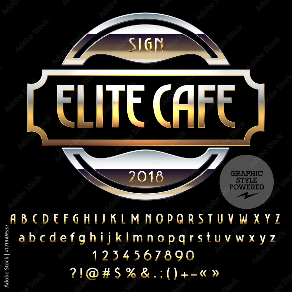 Vector Golden and Silver Logo Template for Elite Cafe. Luxury set of ...