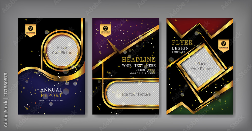 Gold cover Annual report template, golden cover design, brochure flyer ...