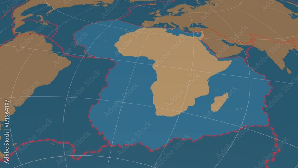 African tectonic plate extruded and rotated against the map in the ...