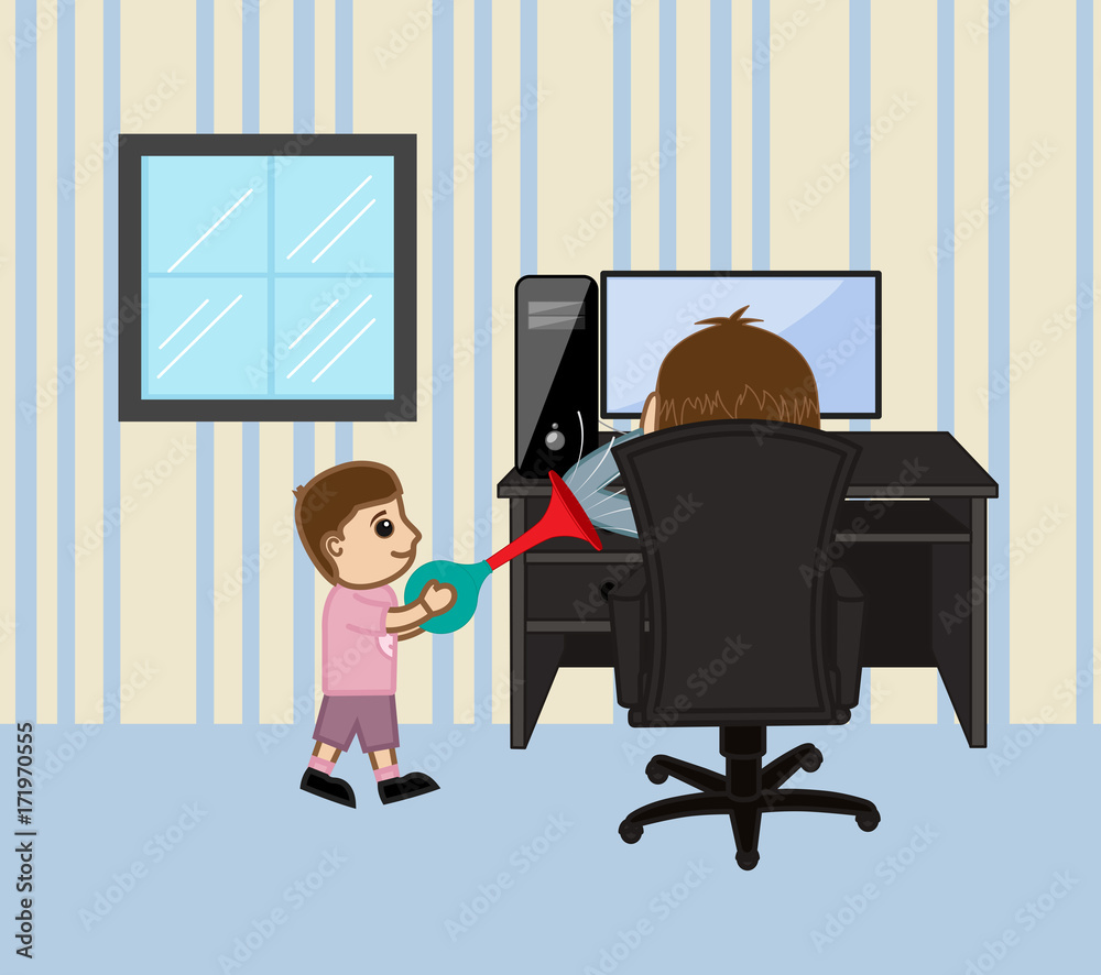 Cartoon Kid Playing in Home - clip-art vector illustration Stock Vector ...