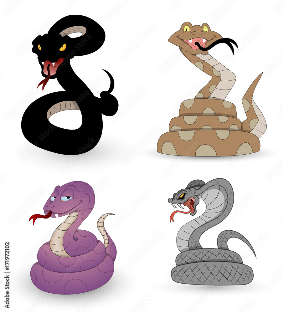 Set of Snakes Vectors vector de Stock | Adobe Stock
