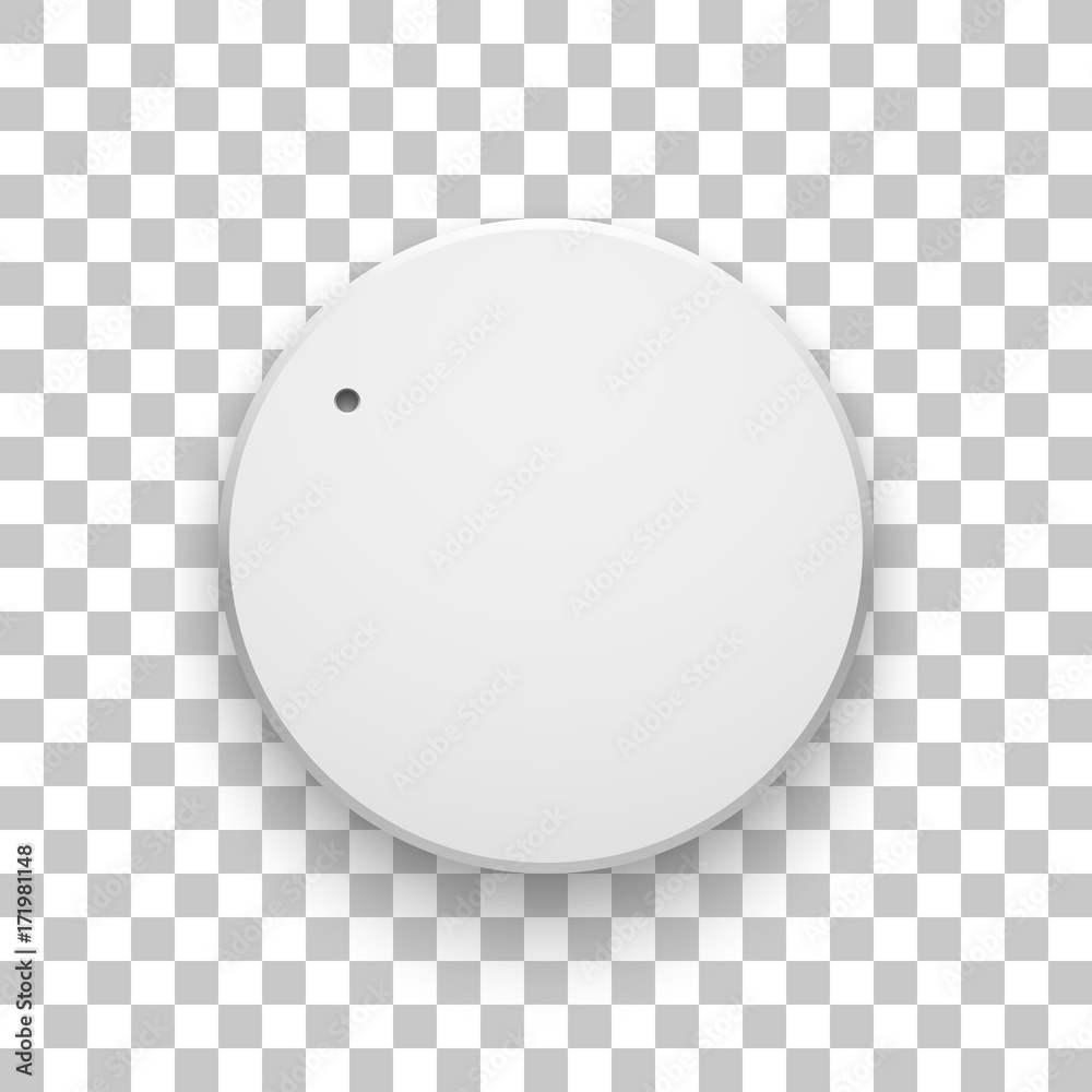 White technology volume knob, music button with realistic designed ...