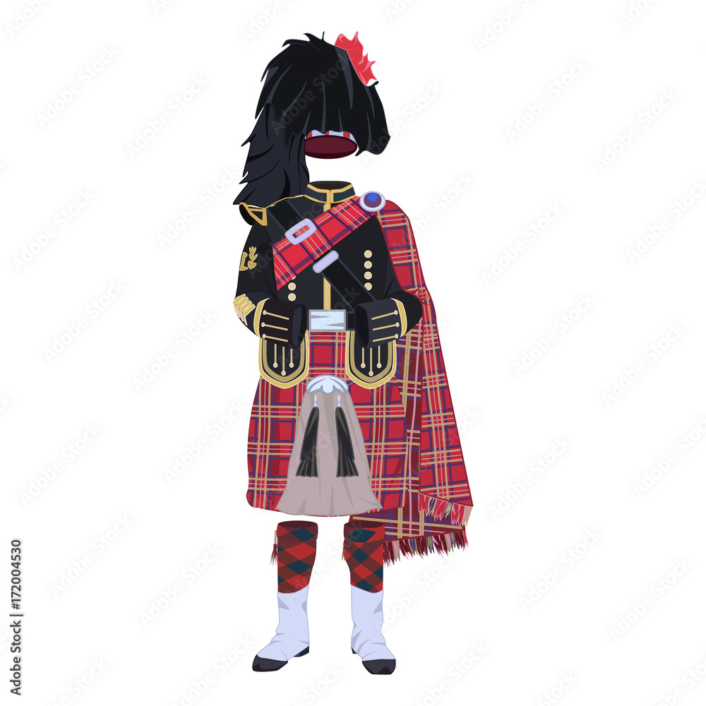 Scottish traditional clothing flat vector illustration Stock Vector ...