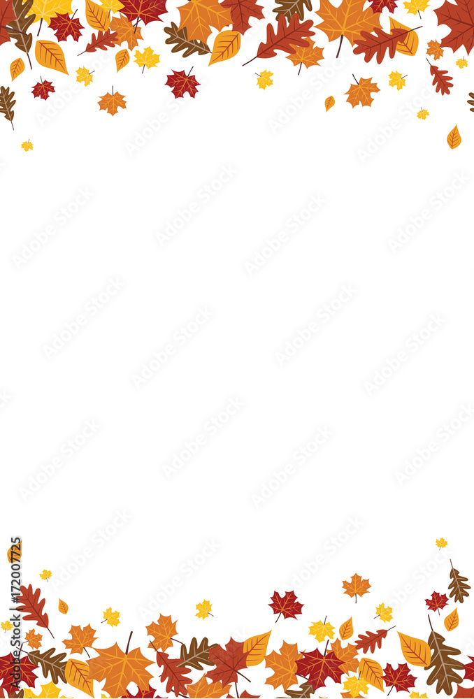 Seamless Bright Fall Autumn Leaves Vertical Border 1 Stock Vector ...