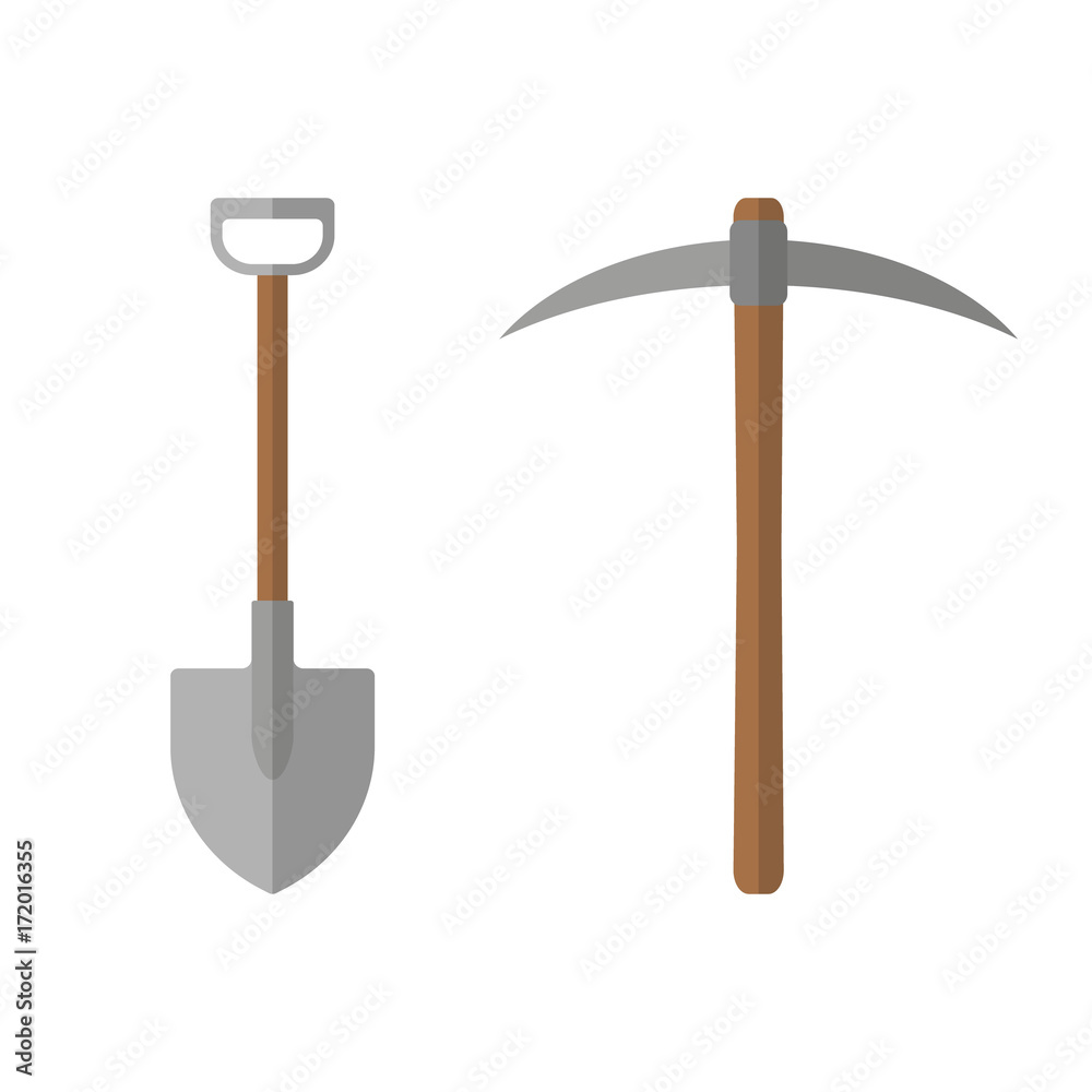 Pickaxe and shovel icon. Vector. Isolated. Stock Vector | Adobe Stock
