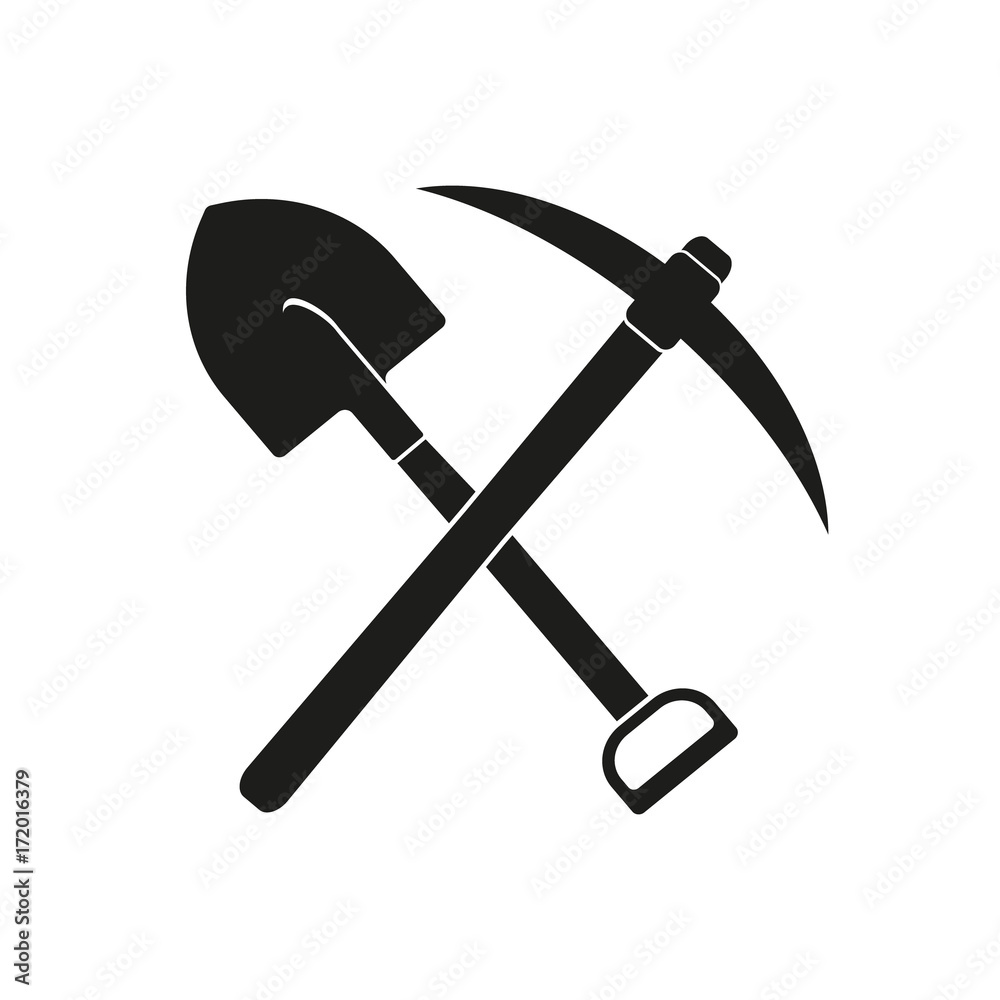 Pickaxe and shovel icon. Vector. Isolated. Stock Vector | Adobe Stock