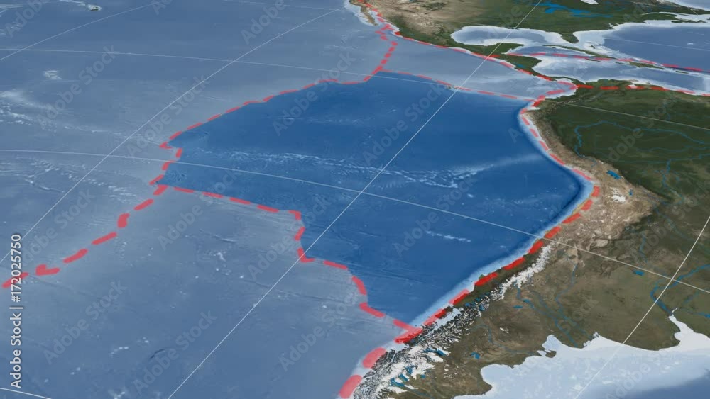 Nazca tectonic plate extruded and rotated against the map in the ...