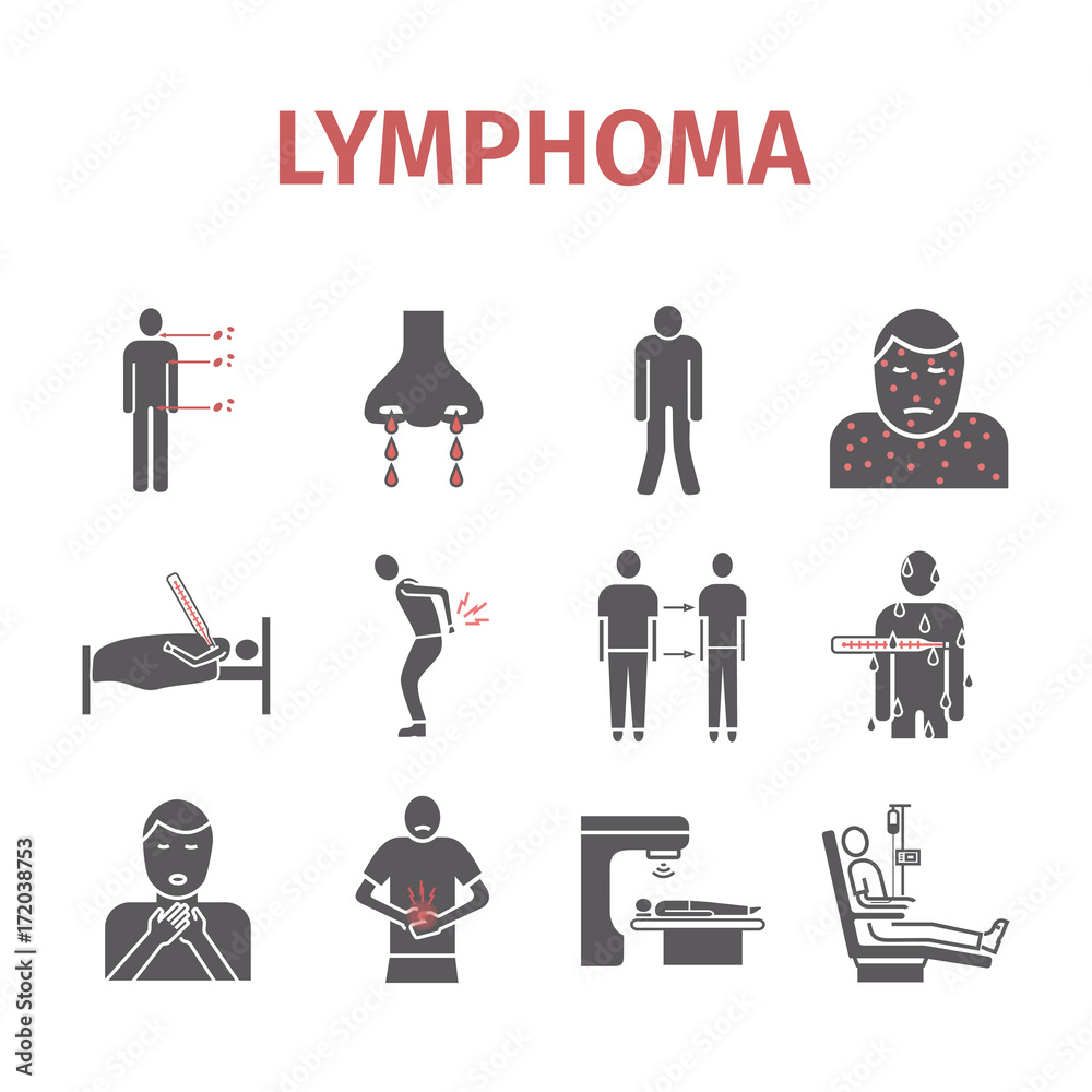 Symptoms of lymphoma. Lymphatic Cancer Symptoms. Vector signs Stock ...