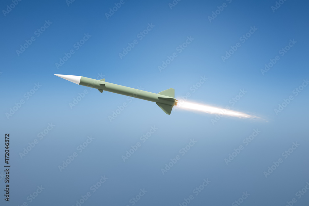 nuclear rocket bomb flying Stock Illustration | Adobe Stock