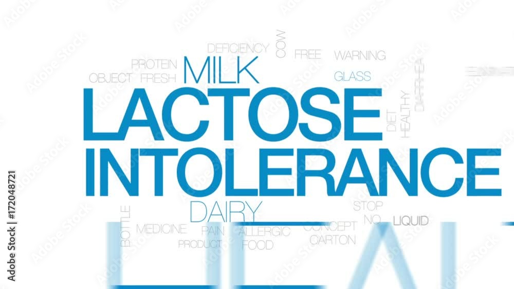 Lactose intolerance animated word cloud, text design animation. Kinetic ...