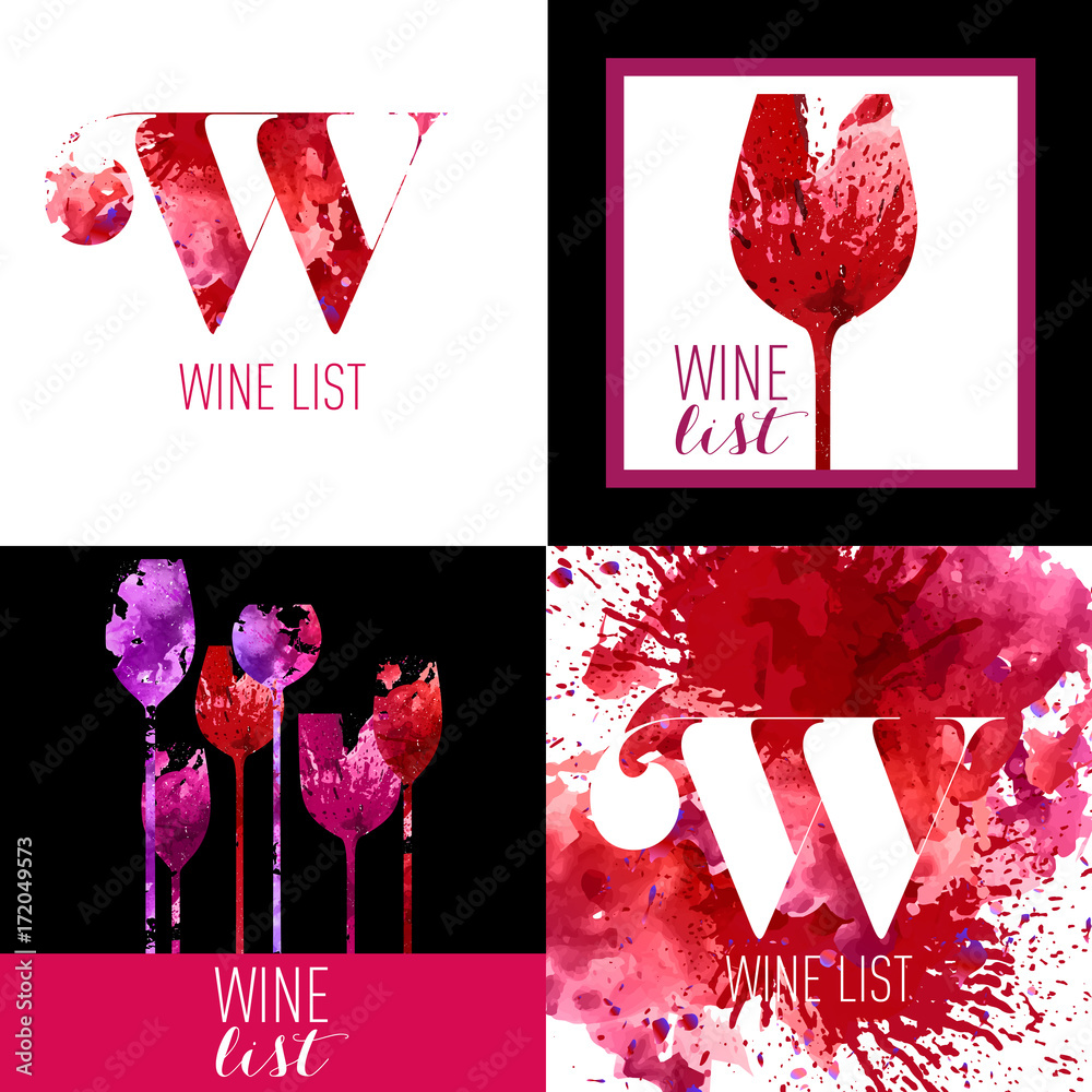 Set of wine labels, badges and logos for design. Vector illustration ...
