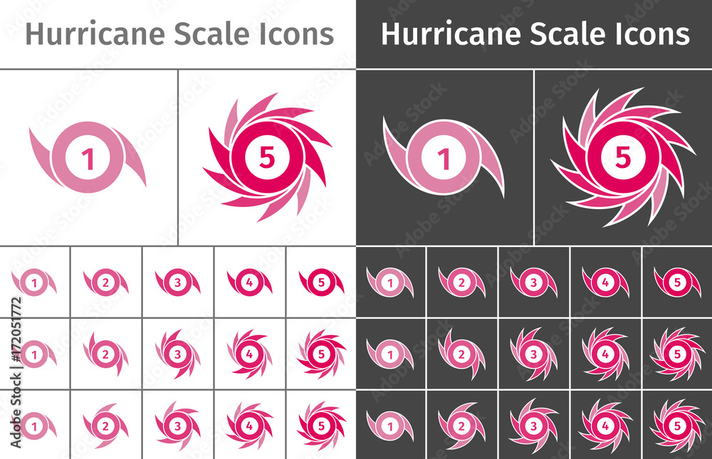 Set of hurricane scale icons on different backgrounds Stock Vector ...