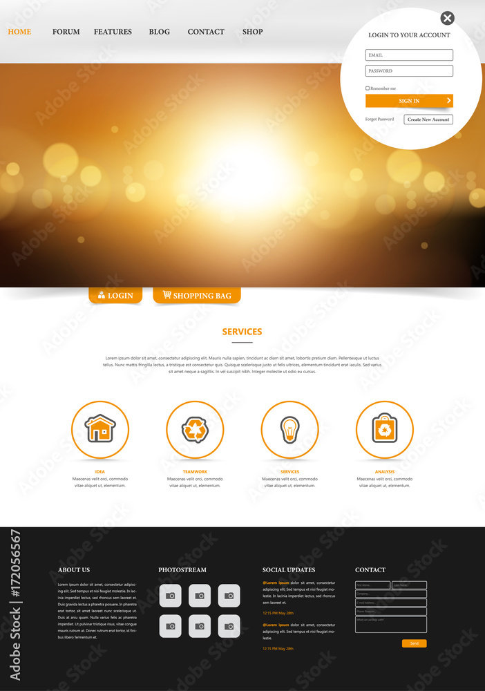 One Page Website Template, Simple and Clean Design with Blurred Header ...