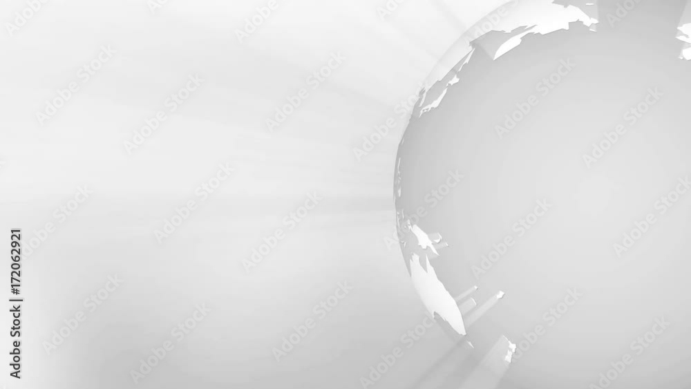 Rotating Earth globe with rays. Business gray background loop. Stock ...