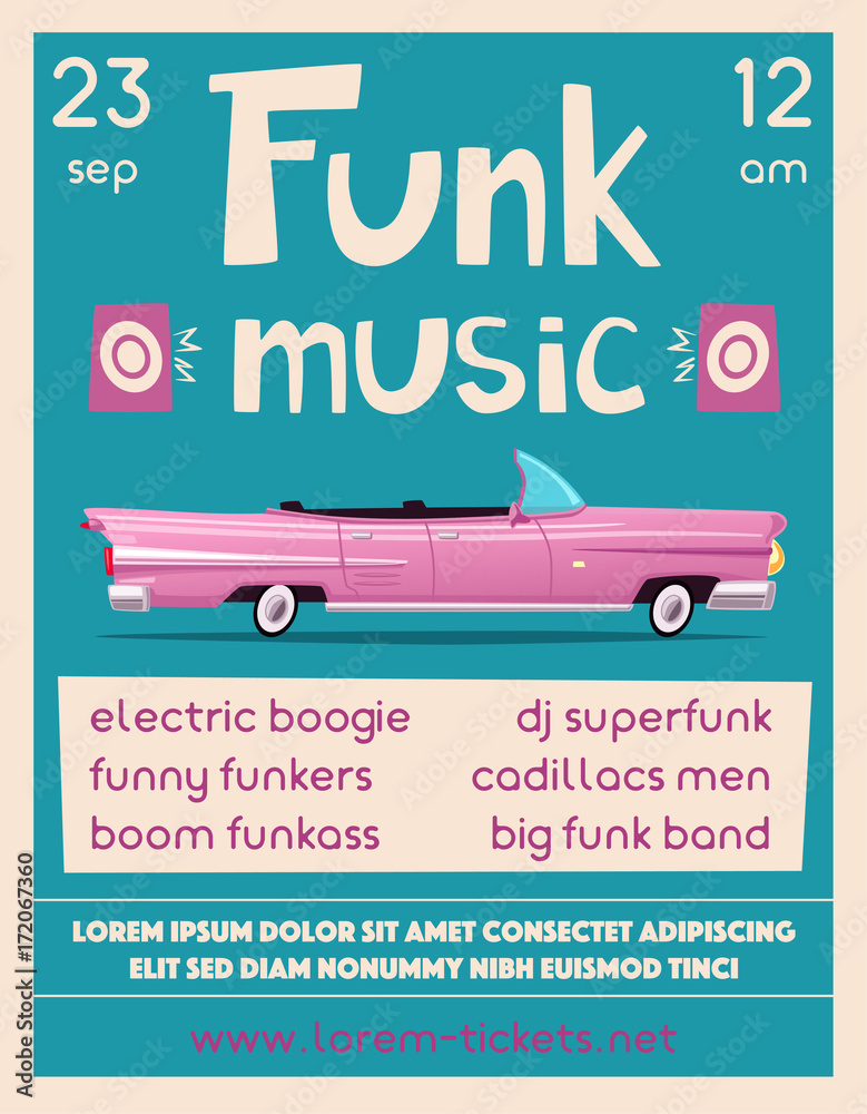 Funk music poster. Cartoon vector illustration Stock Vector | Adobe Stock