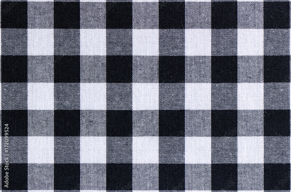 Handmade of cotton fabric of checkered pattern in black and white ...