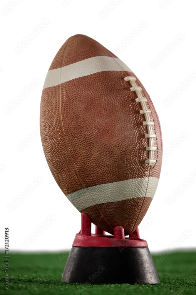 Football Field With Football On Tee