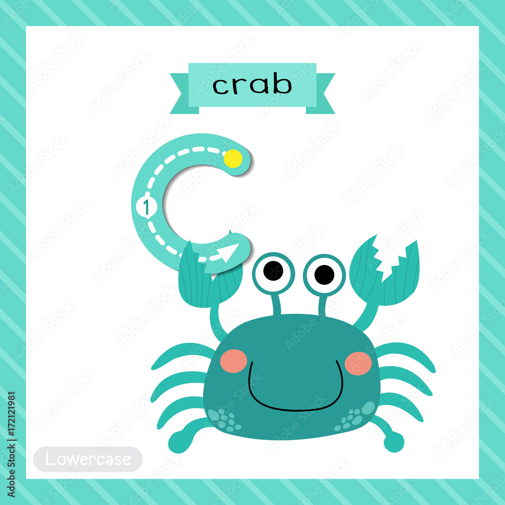 Letter C lowercase cute children colorful zoo and animals ABC alphabet ...