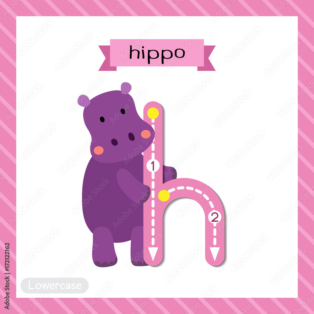 Letter H lowercase cute children colorful zoo and animals ABC alphabet ...