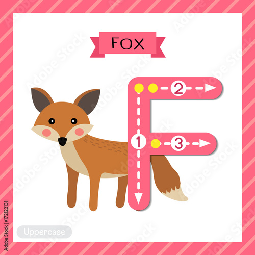 Letter F uppercase cute children colorful zoo and animals ABC alphabet ...