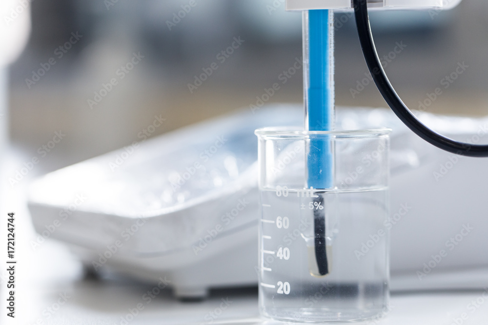 Reference electrode (pH) and Experiment chemical in Lab. Stock Photo ...