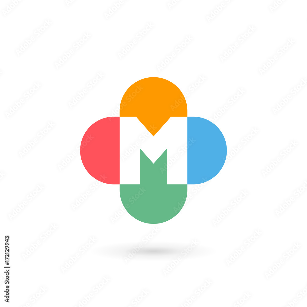 Letter M cross plus medical logo icon design template elements Stock ...
