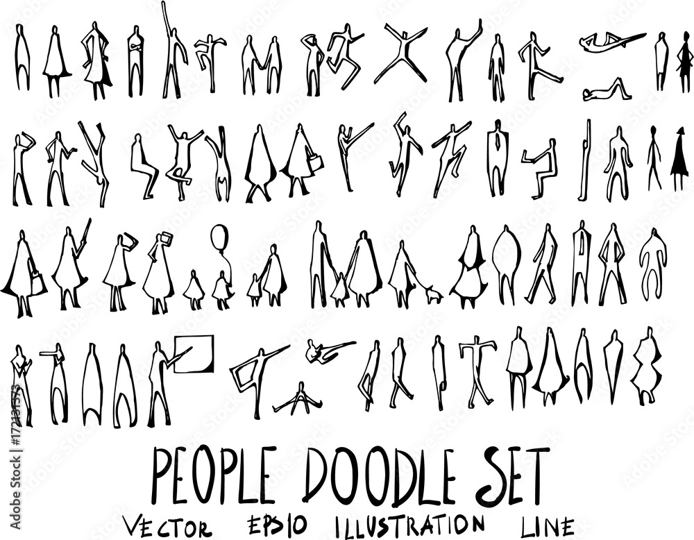 Set of People doodle illustration Hand drawn Sketch line vector eps10 ...