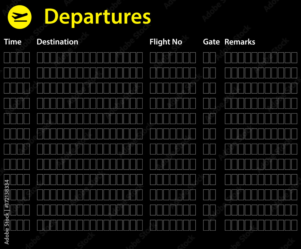 An empty airport timetable. Vector illustration of airport timetable ...