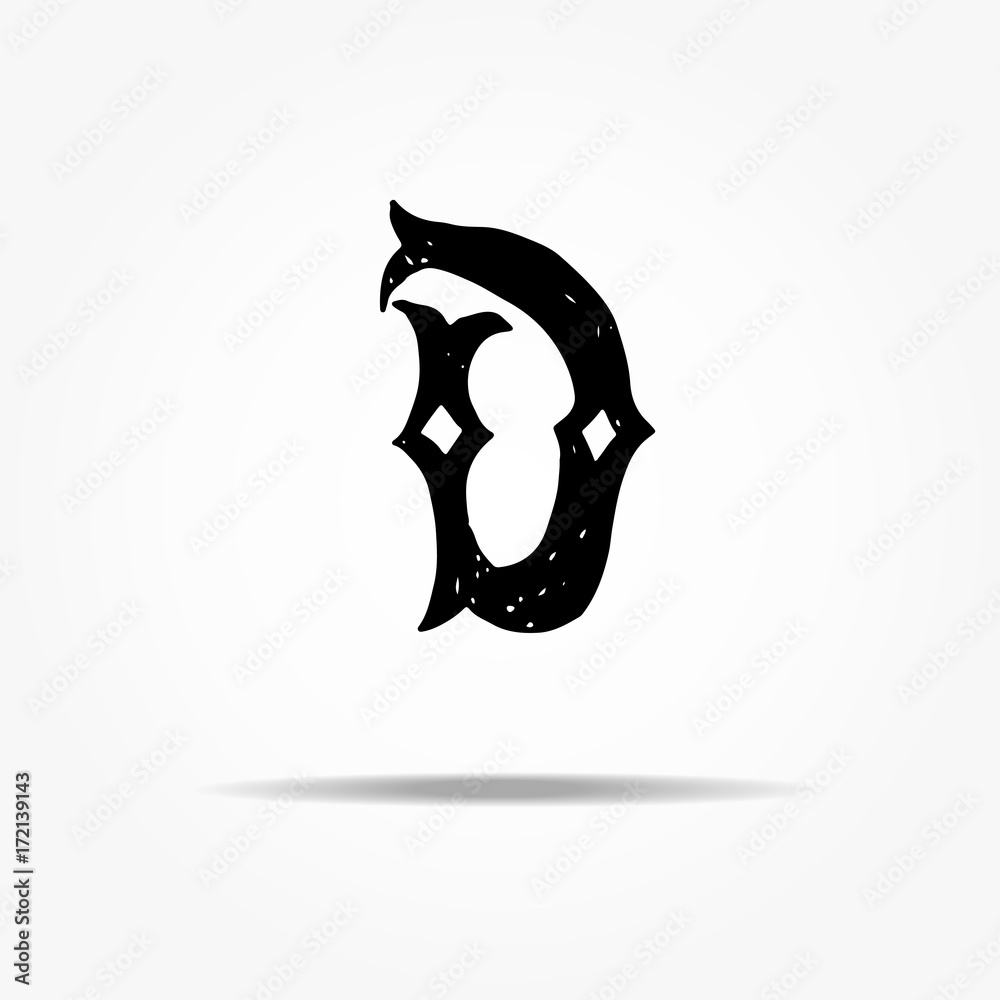 Antique letter D. Vintage hand drawn gothic font Western vector grunge ...