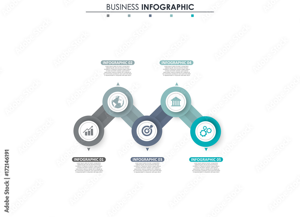 Business data, chart. Abstract elements of graph, diagram with 5 steps ...