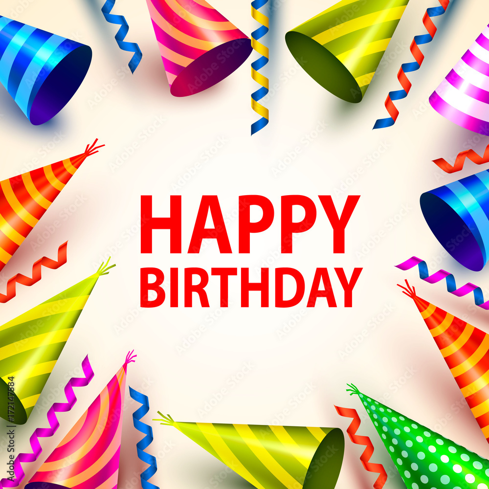 Happy Birthday party hat cover signboard . Vector illustration Stock ...