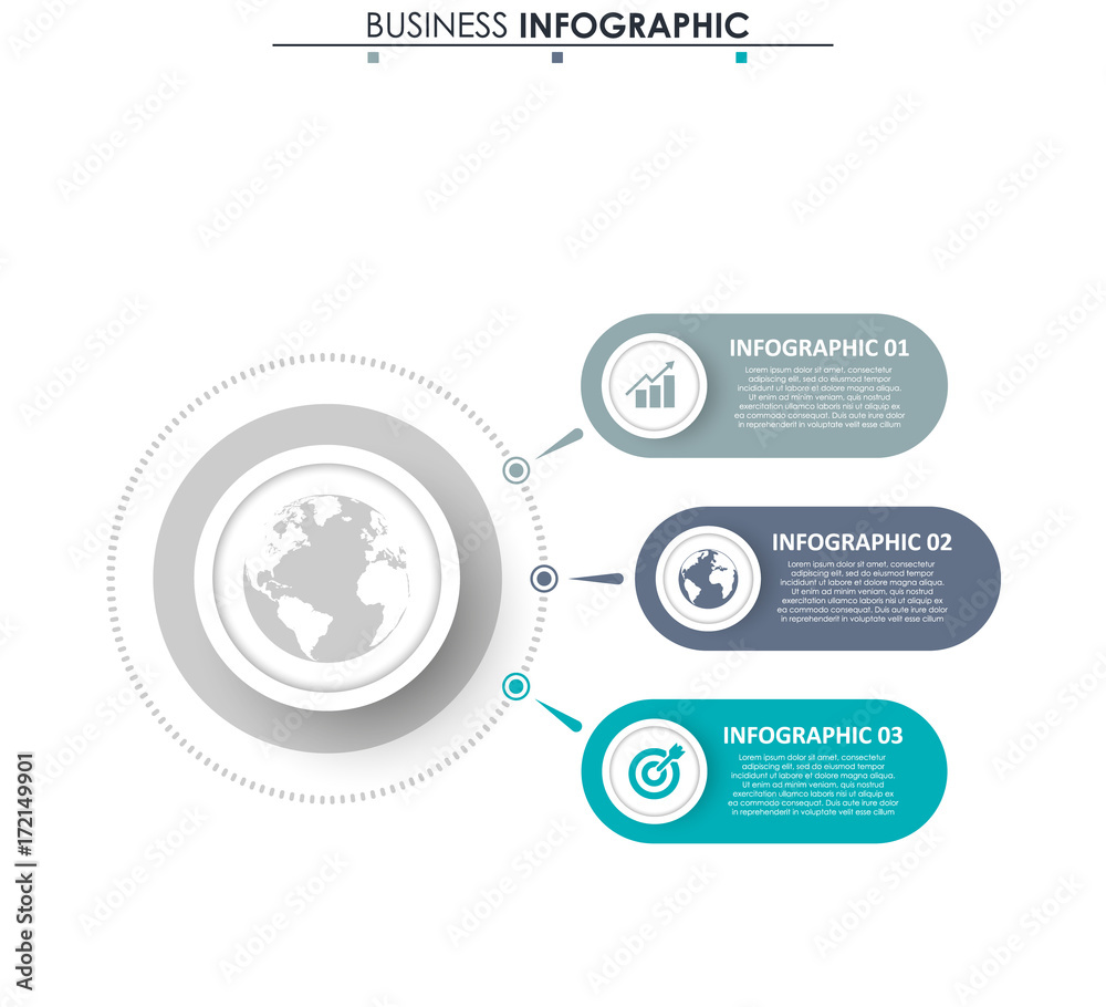 Business data, chart. Abstract elements of graph, diagram with 3 steps ...