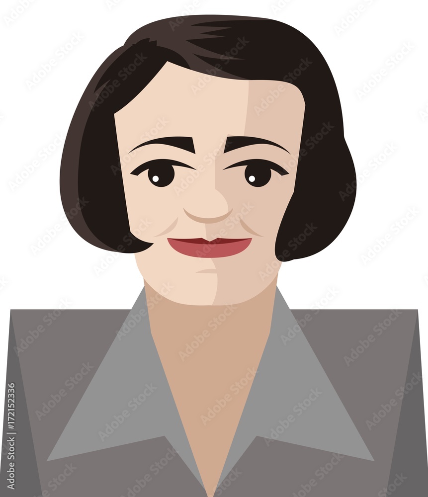 ayn rand objectivist libertarian writer author face cartoon portrait ...