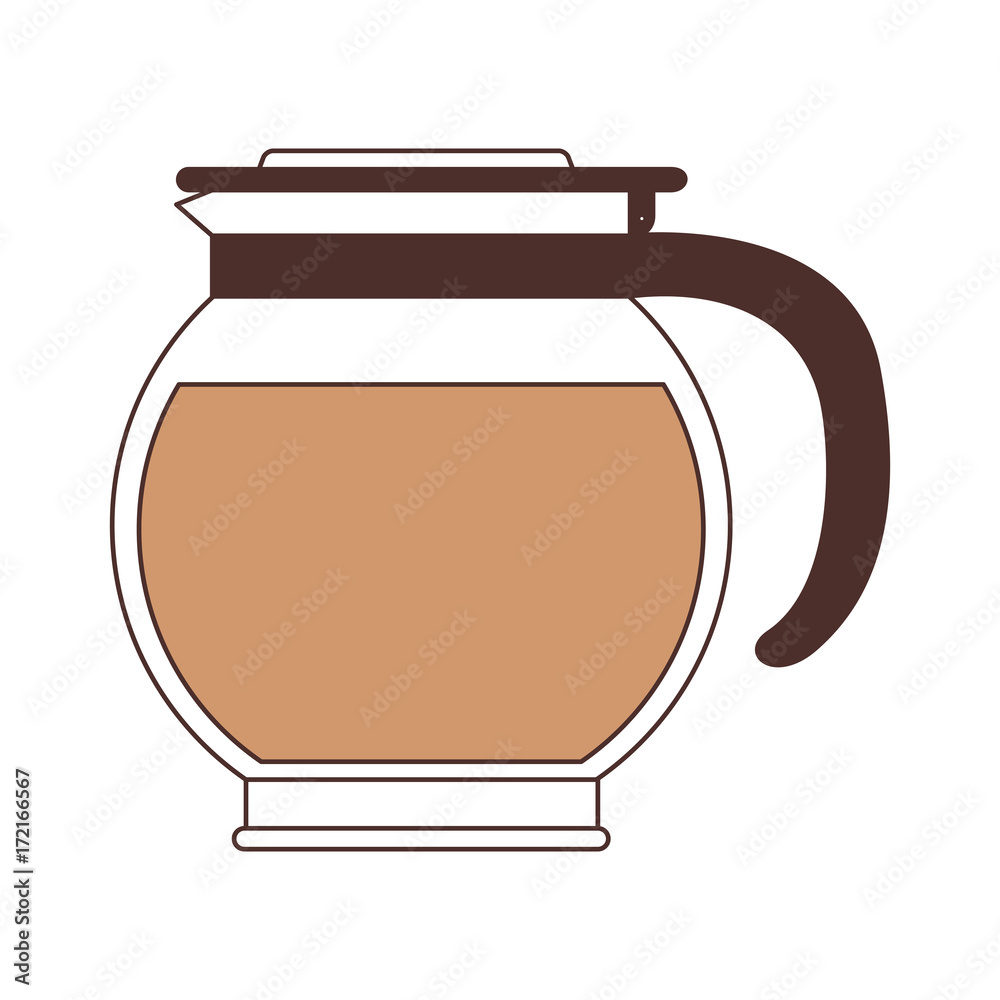 rounded glass jar recipient of coffee with handle silhouette color ...