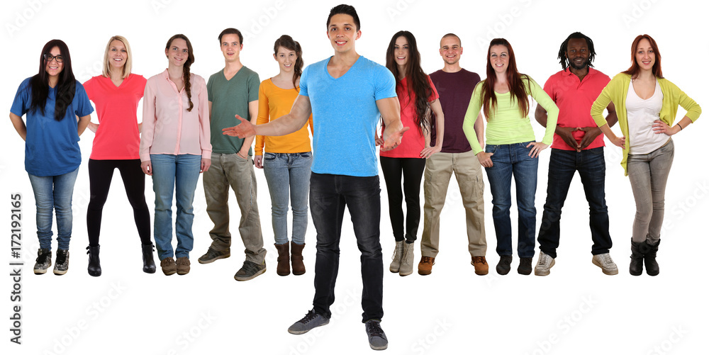 Gruppe Menschen Jugendliche junge Leute willkommen begrüßen jung ...