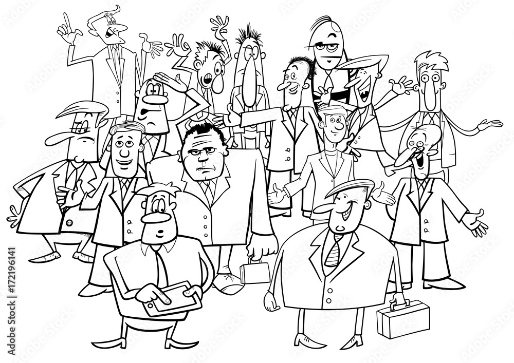 Businessmen Group Black And White Cartoon Stock Vector Adobe Stock 7378