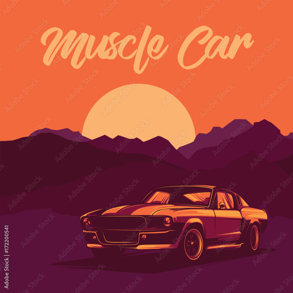 Muscle car vector illustration Stock Vector | Adobe Stock