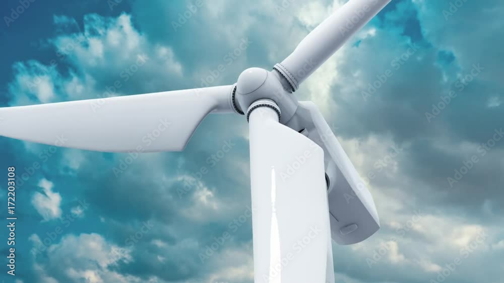 Beautiful white windmill on blue sky background Stock Video | Adobe Stock