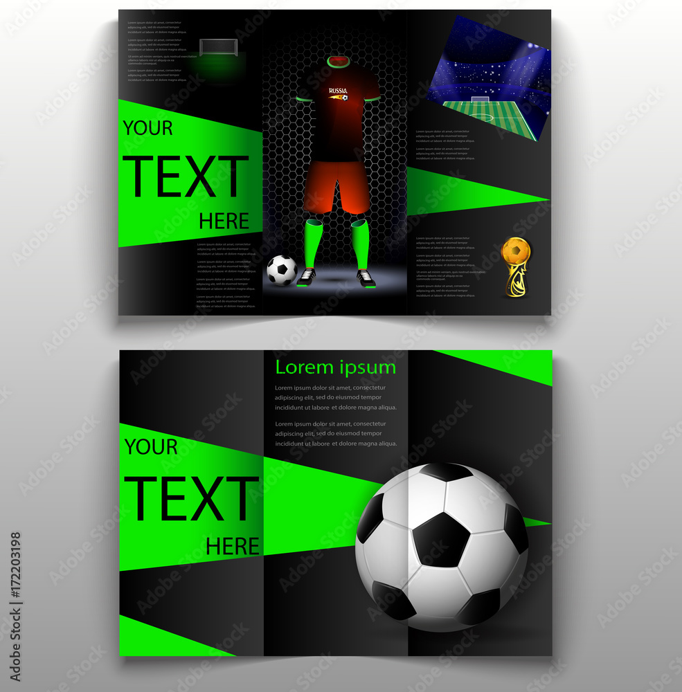 vector set of football trifold brochures layout consept set. Football ...
