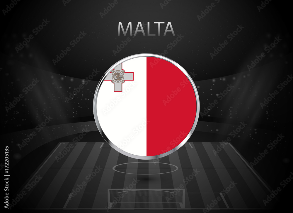 eps 10 vector Malta flag button isolated on black and white stadium ...