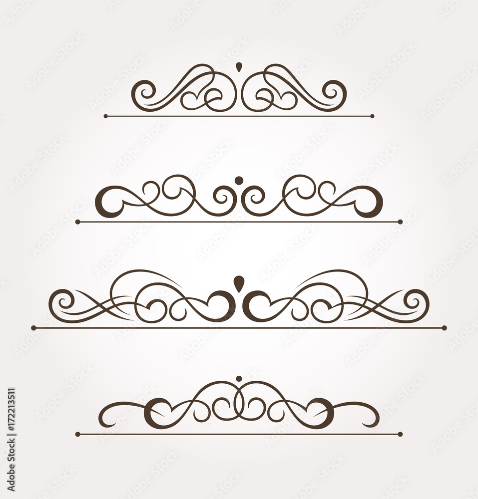 Set of four fancy design elements and page decoration. Vector ...